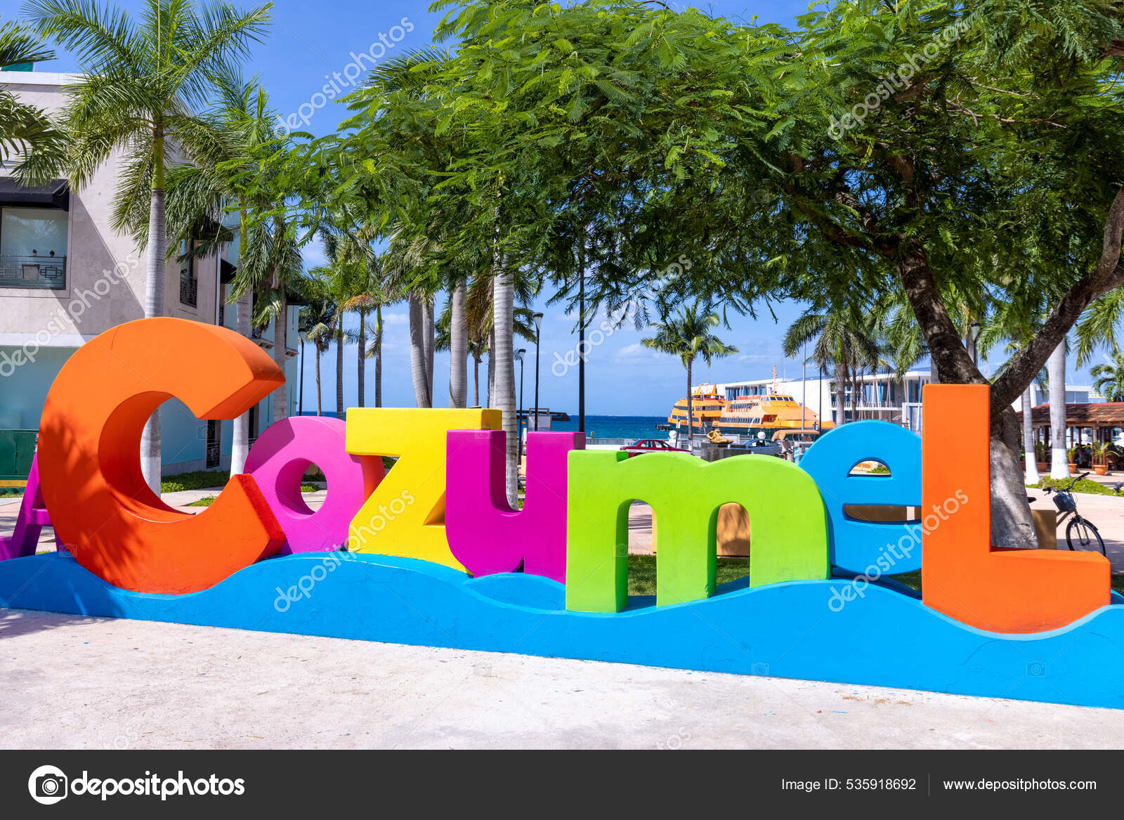 Big Cozumel Letters at the central plaza of San Miguel de Cozumel near ...