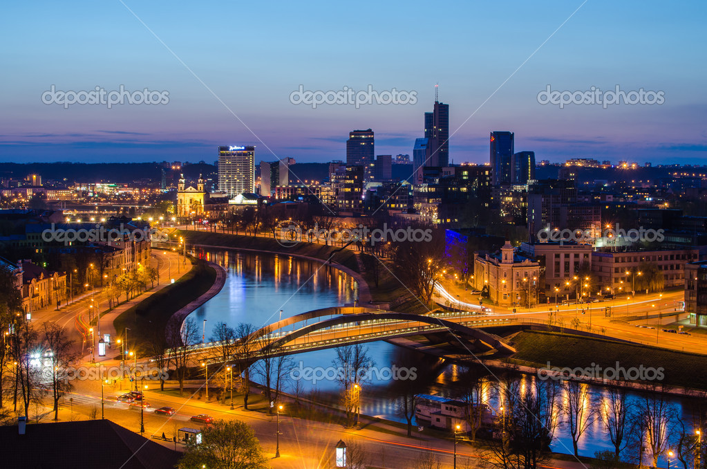 Lithuania. Beautiful golden Vilnius in the evening of the spring ...