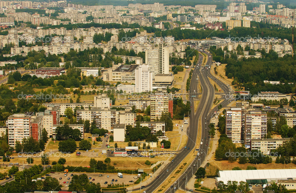 Aerial view of soviet era prefab houses in Vilnius, Lithuania — Stock ...