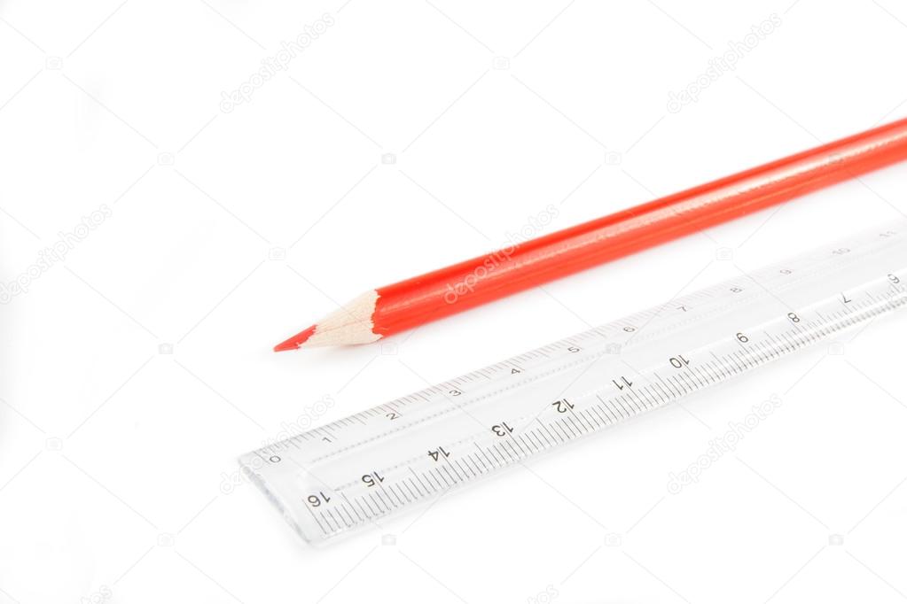Stationery items. Pen, pencil and ruler Stock Photo by ©atraks 30517125