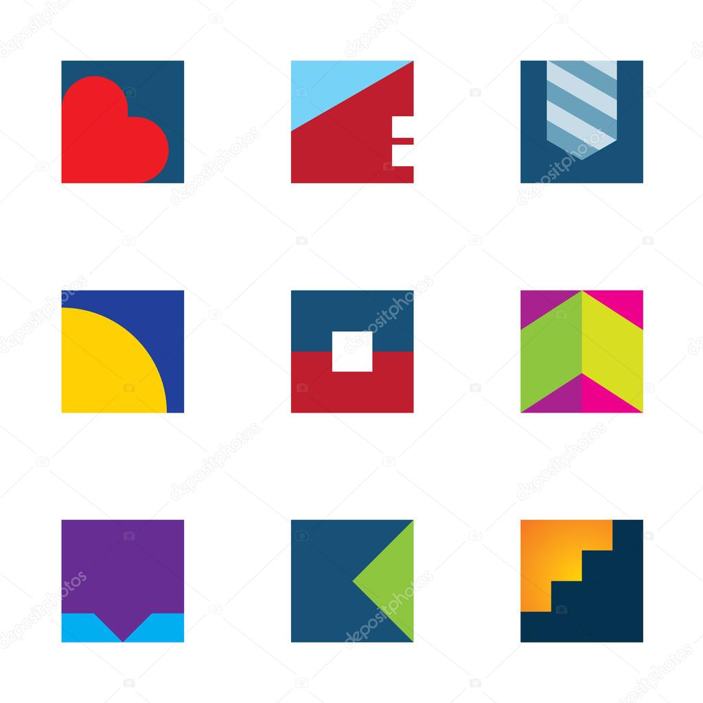 Business mosaïque polygones logo ensemble forme icône simple marque ...