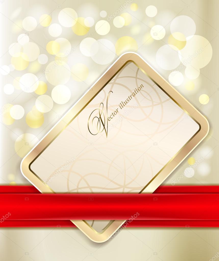 Gold gift card with red ribbon Stock Vector by ©dgem22 30950669
