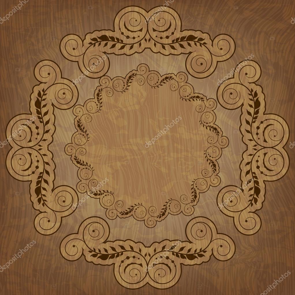 Beautiful card with monograms and wood texture. Stock Vector Image by ...