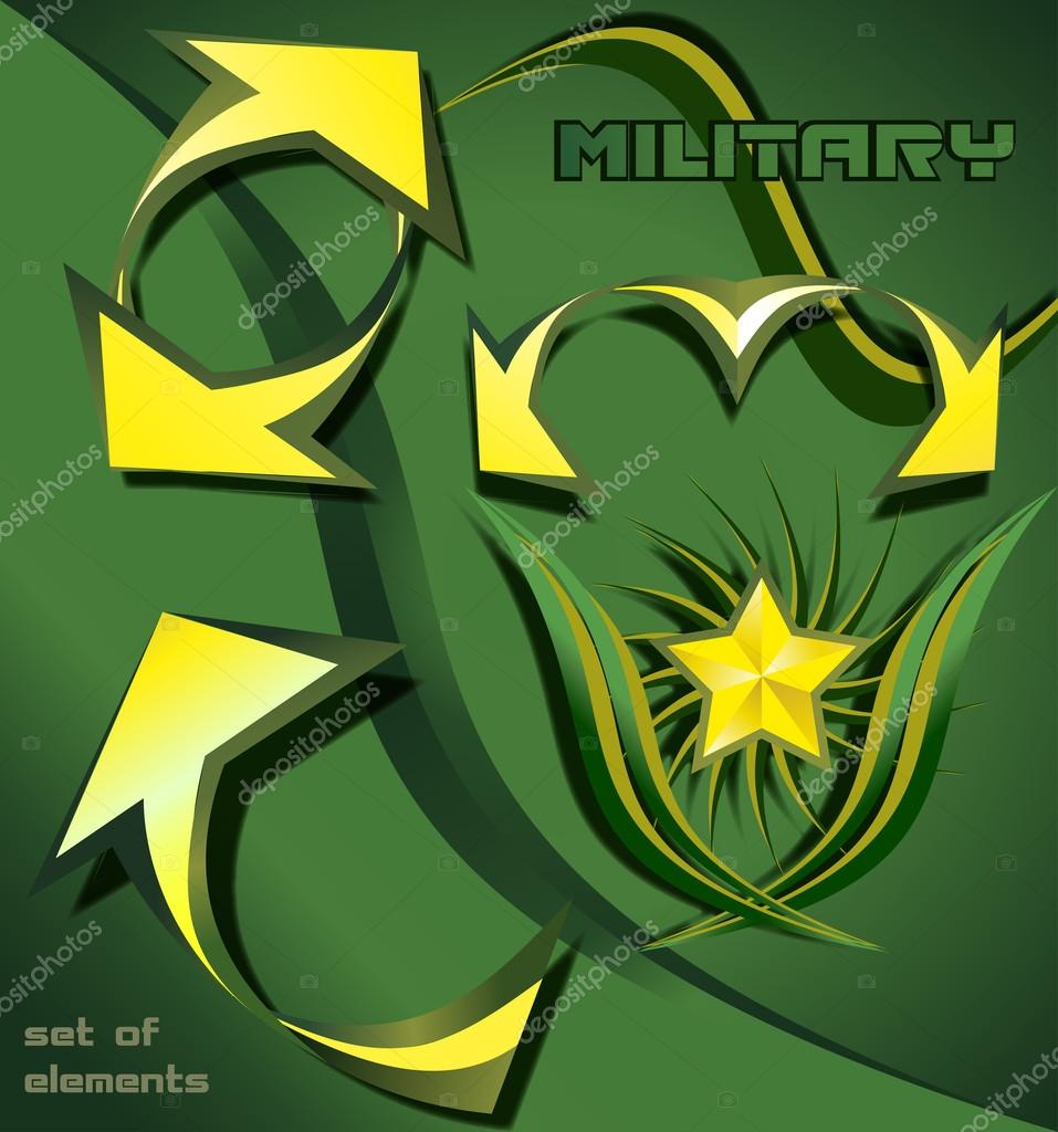 Set of elements, arrows, icons, military style Stock Vector Image by ...