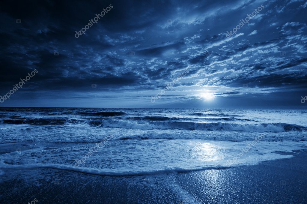 Dark Blue Ocean At Night