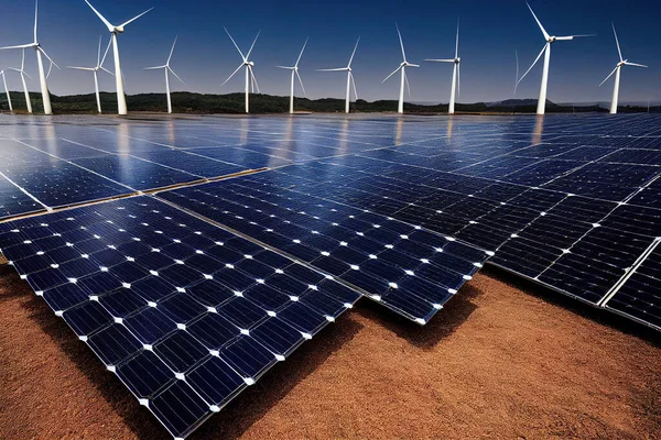 Digital Painting of Battery storage center accompanied by solar and ...