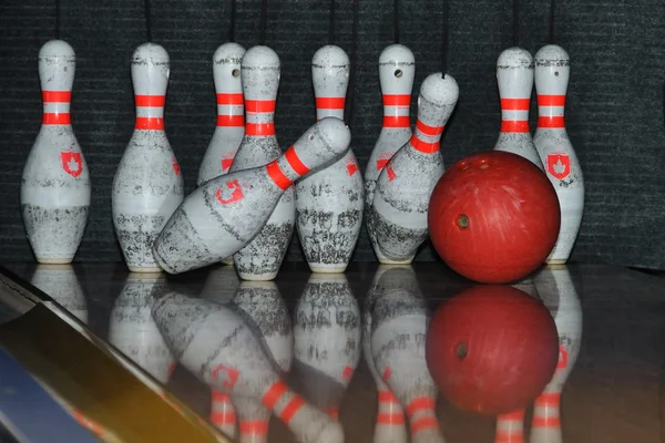 Bowling ball hit pins Stock Photo by ©duben 35213427