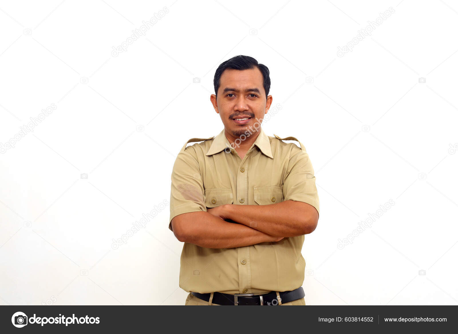 Indonesian Government Employees Standing While Smiling Looking Camera ...