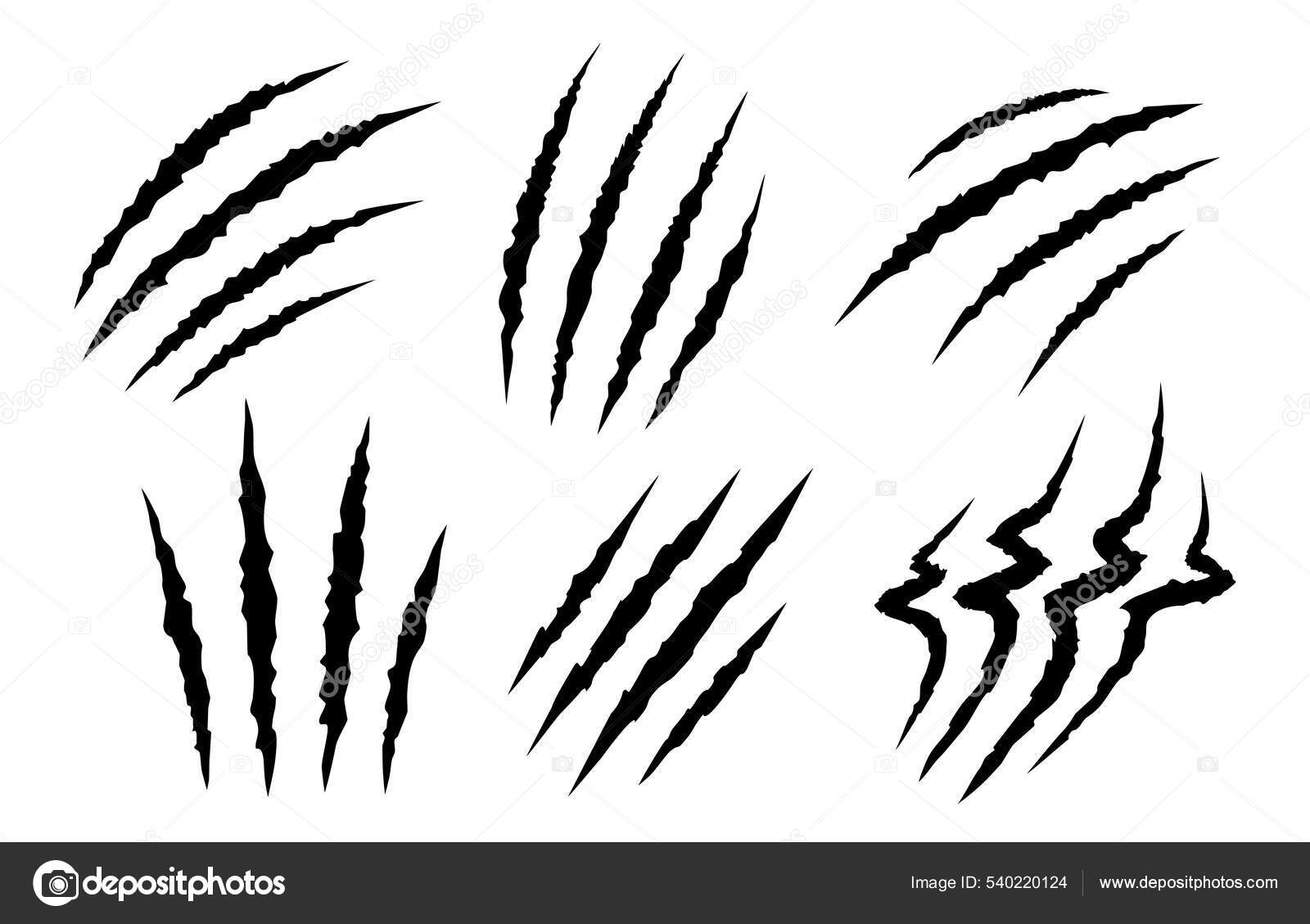 Set Animal Silhouette Claw Paw Marks Scratches Talons Cuts Cat Stock ...