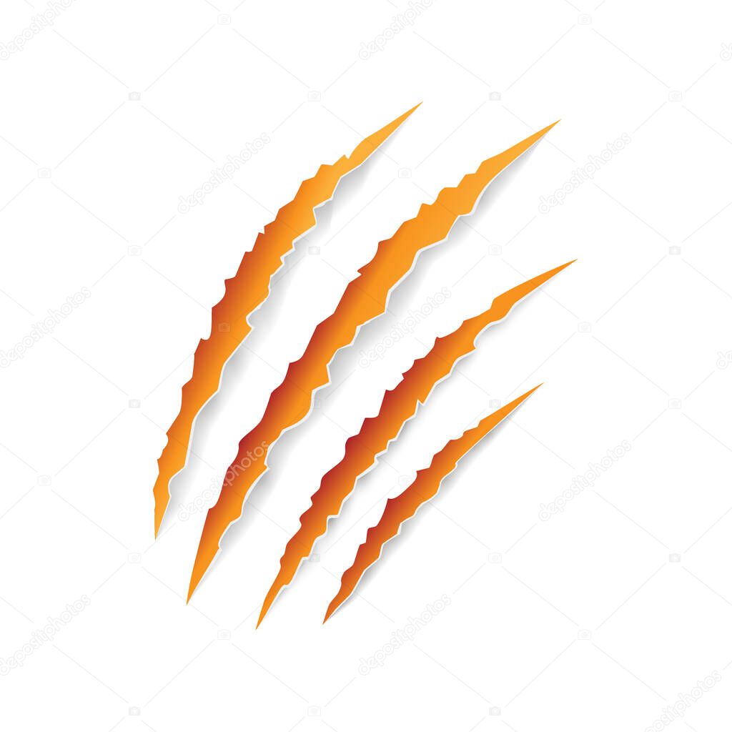 Color naranja de marcas de garras de animales, arañazos, garras corta ...