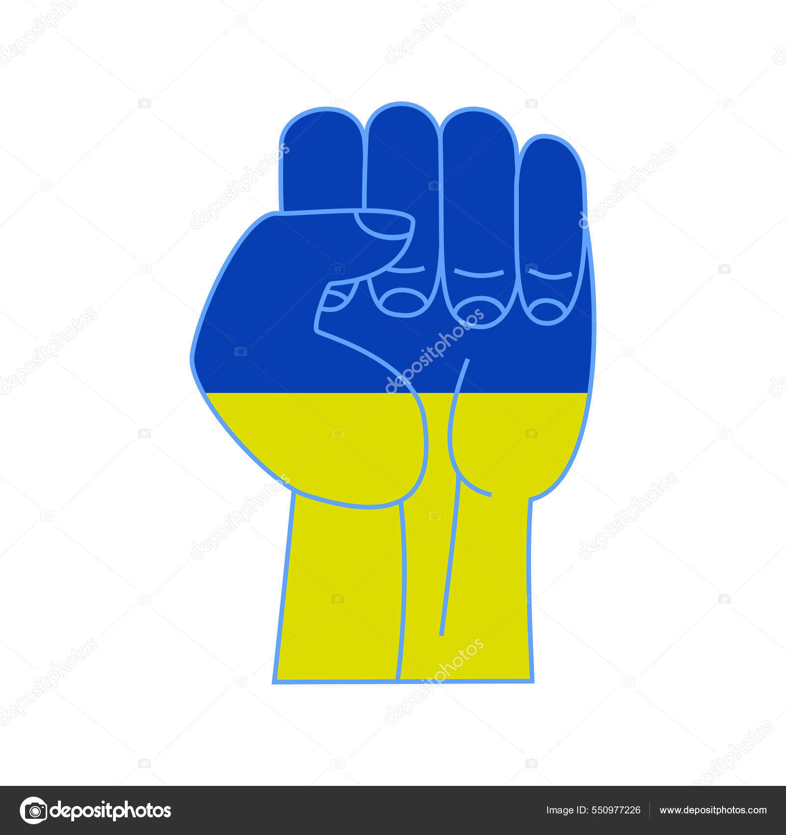 Hand Color Ukraine Flag Background Fight Sign Vector Illustration ...