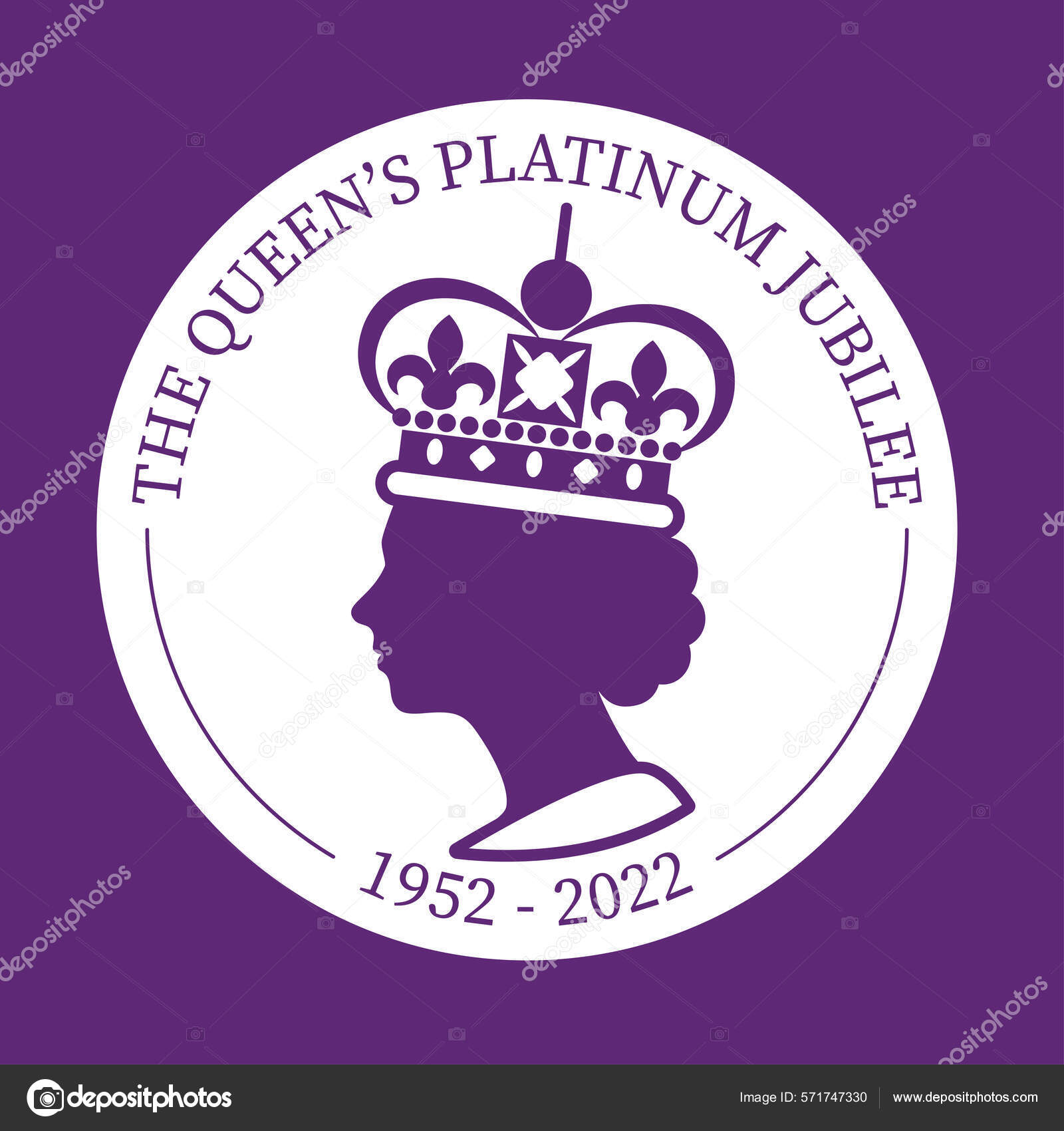 Queen's Platinum Jubilee Celebration Sign Circle Isolated White Purple ...