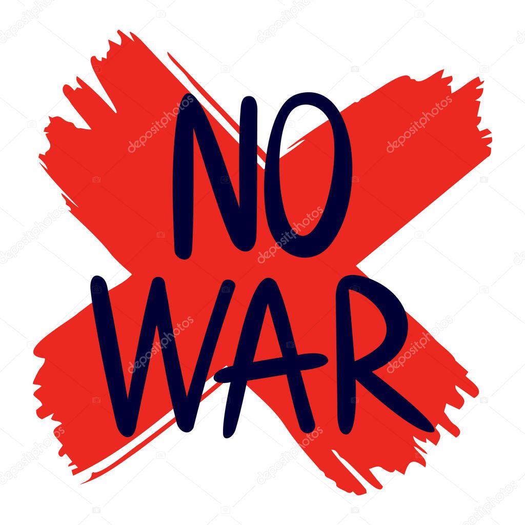 No hay guerra. Letras vectoriales a mano. Una frase oscura sobre el ...