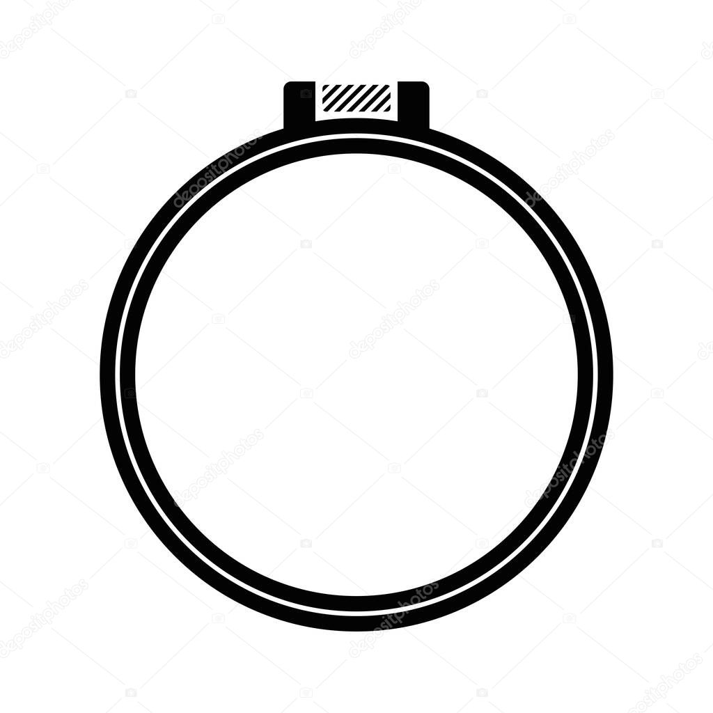 Icono de aro. La silueta negra del aro es un dispositivo en el que la ...