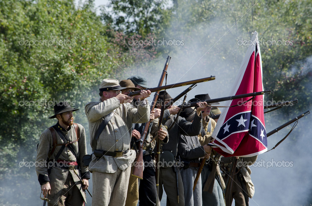 Civil War Confederate Soldiers In Battle