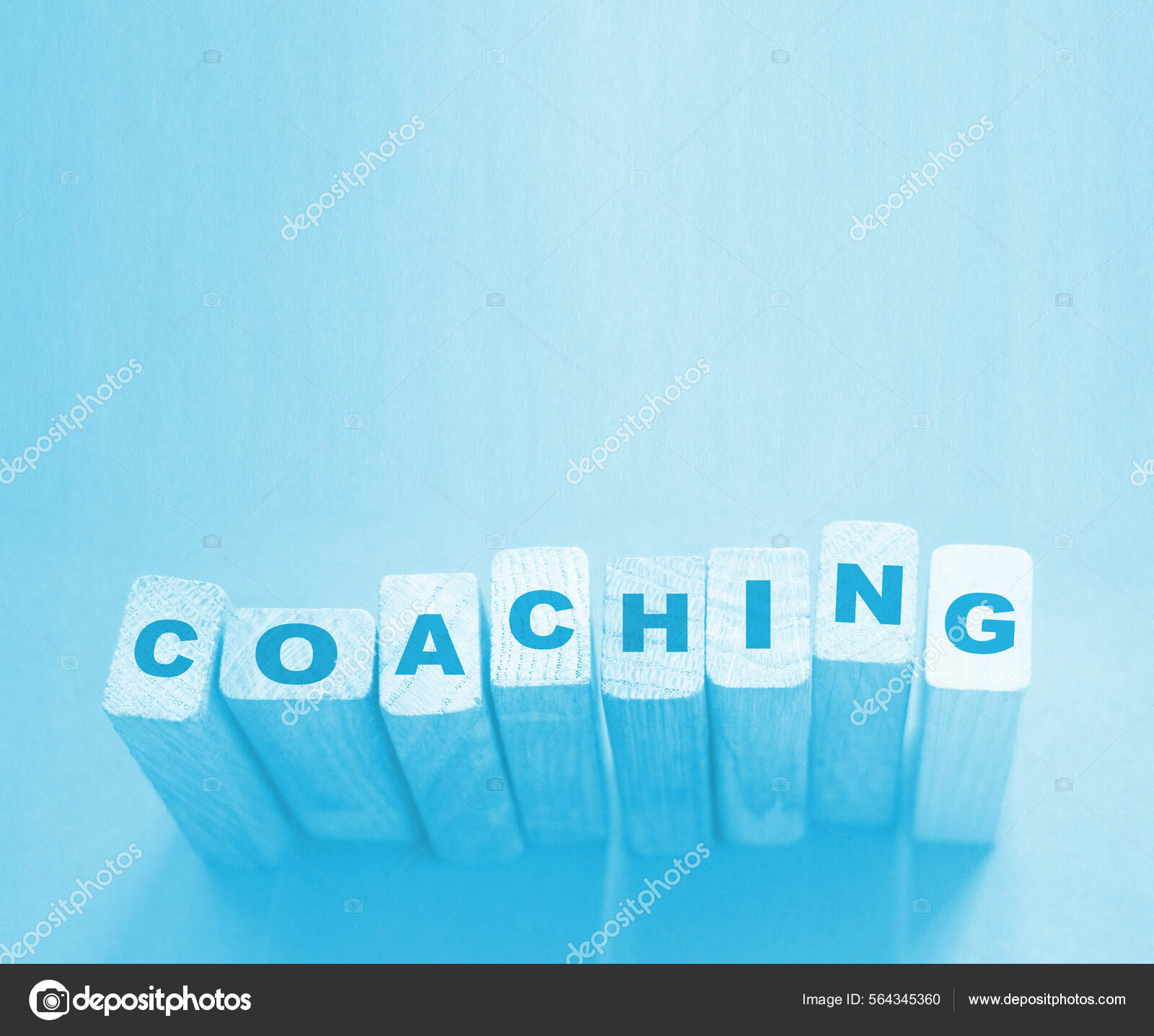 Coaching Word Wooden Blocks Aqua Blue Background Personal Business ...