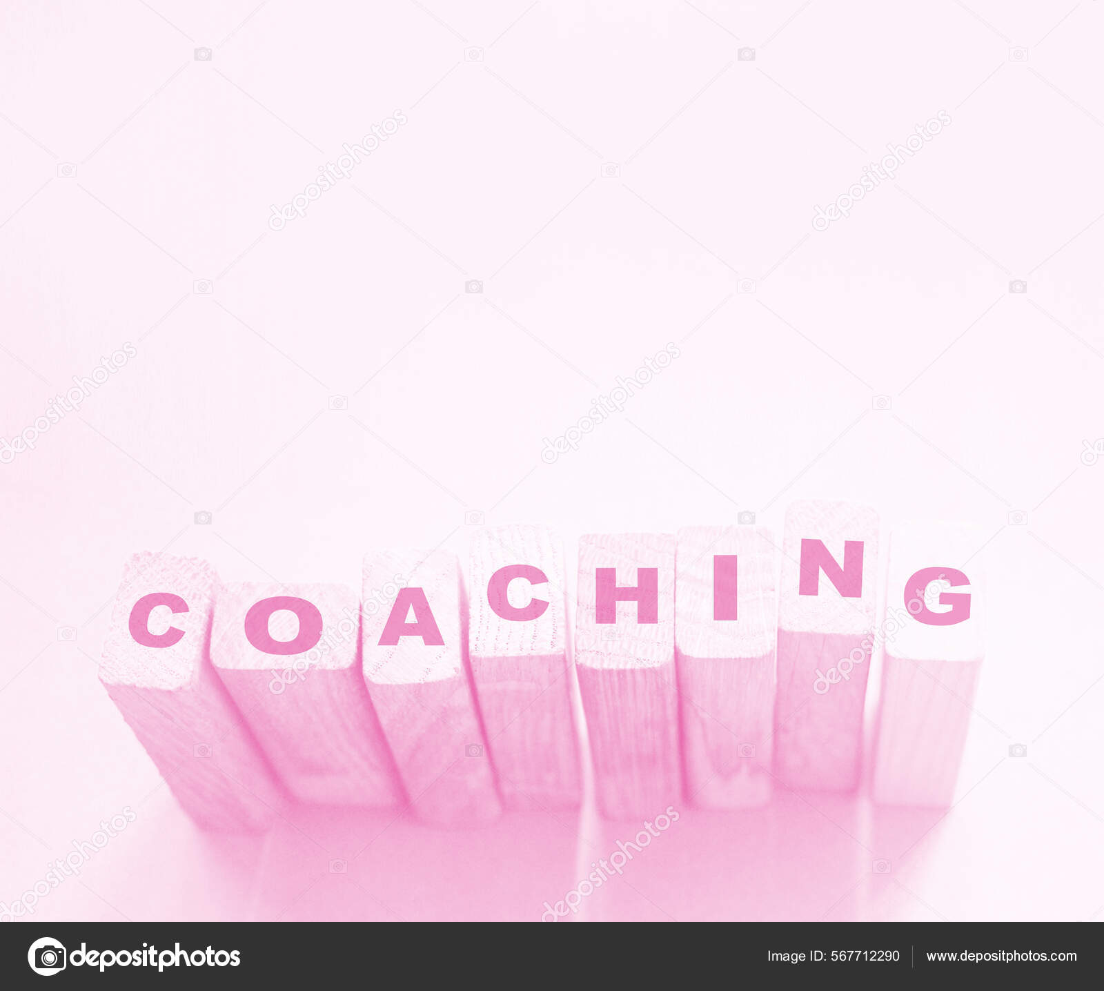 Coaching Word Wooden Blocks Aqua Pink Background Personal Business ...