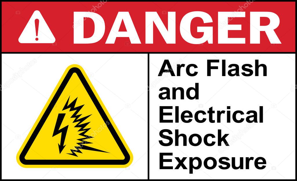 Arco flash y señal de peligro de choque eléctrico. Señales y símbolos ...