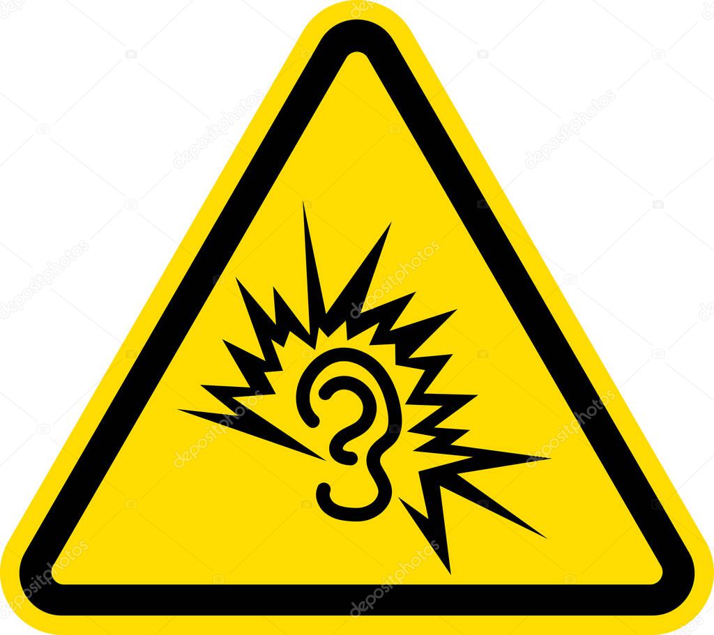 Señal de advertencia de ruido fuerte. Fondo amarillo triángulo. Señales ...
