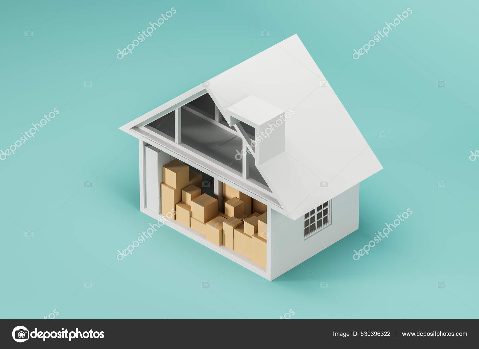 Stack Cartons House Cardboard Boxes Rooms Country House Top View ...