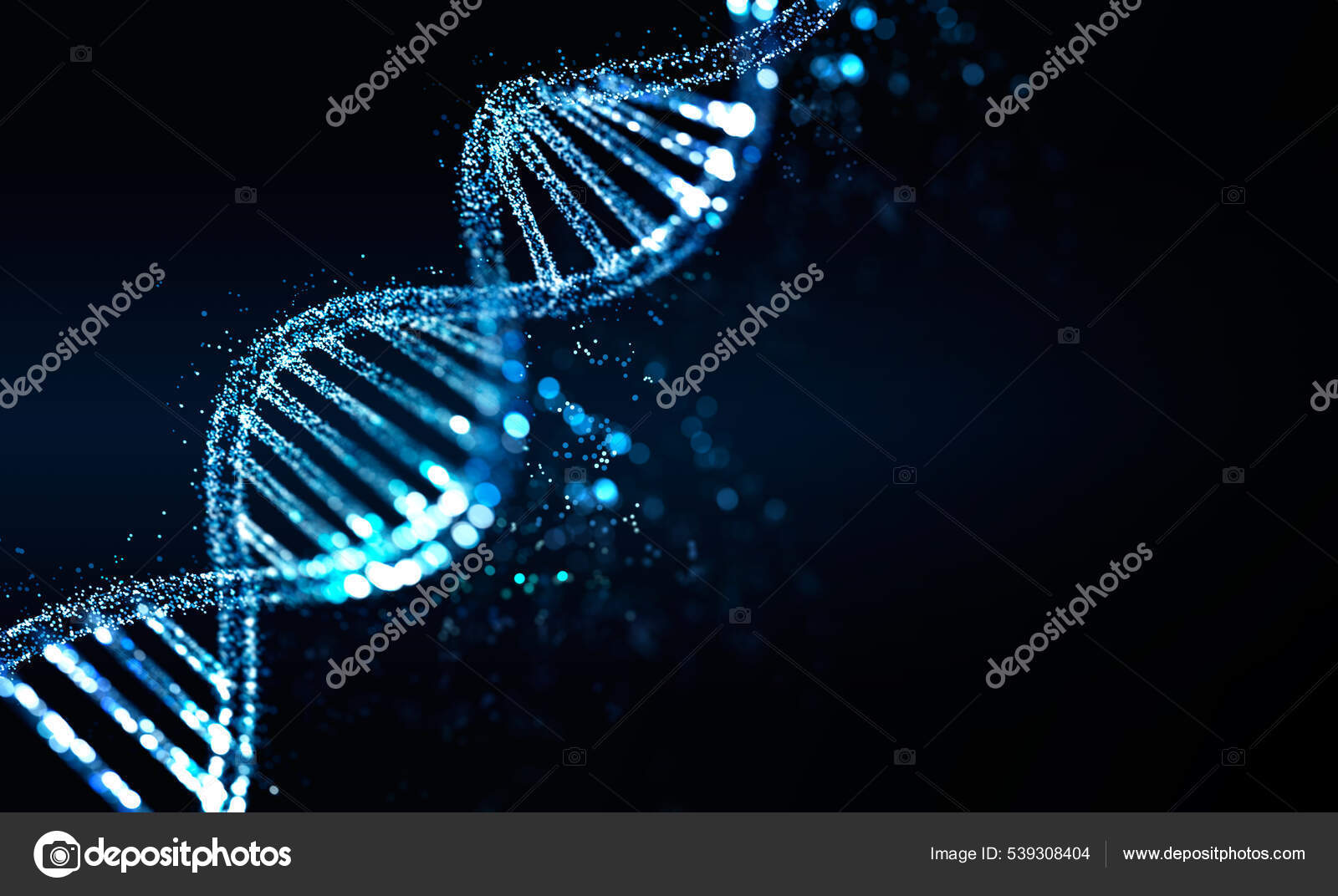 Blue Dna Black Background Dna Structure Cells Bokeh Lights Concept ...