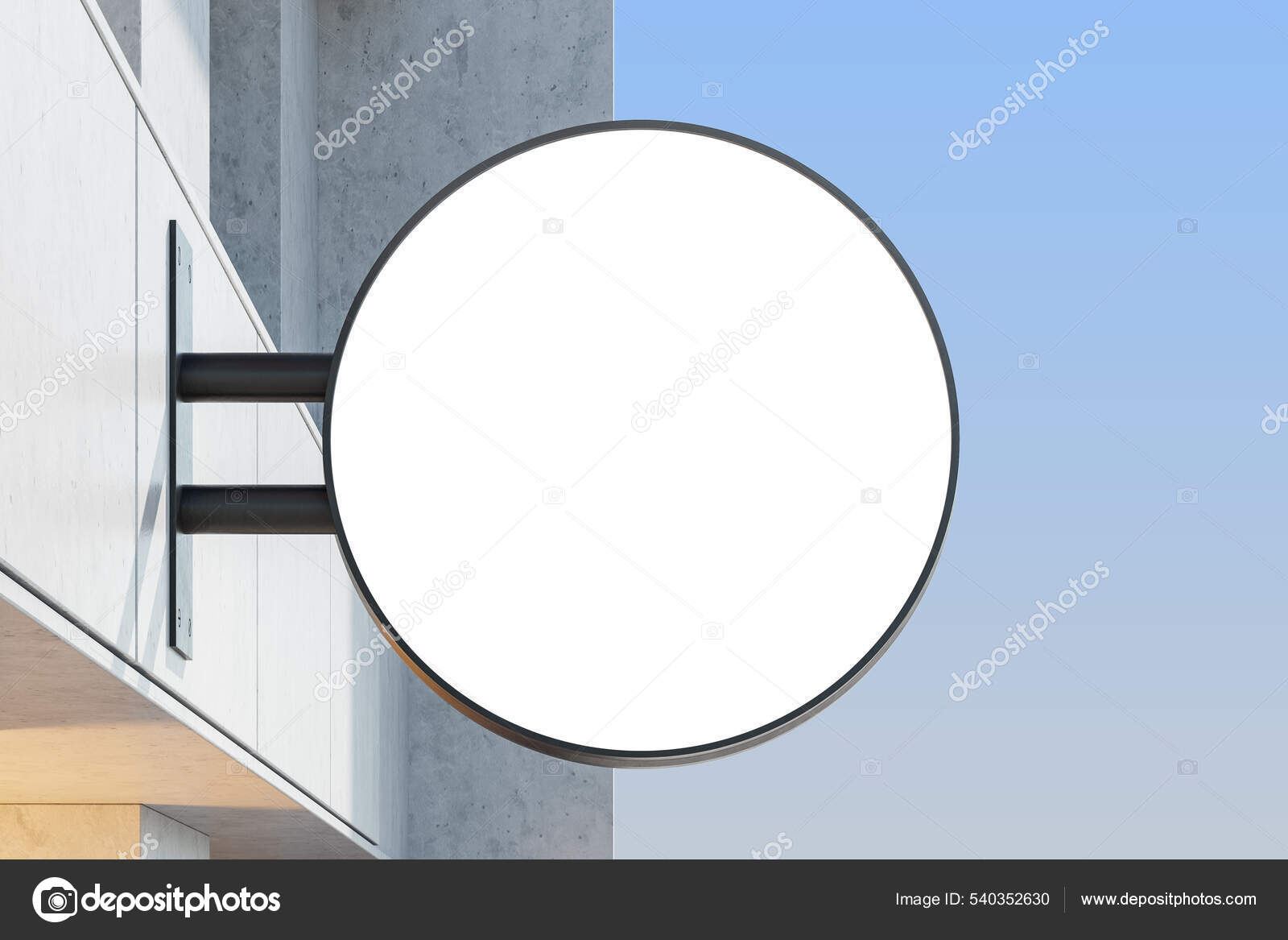 Building Exterior Blank Light Box Sign Mounted Outdoor Front View ...