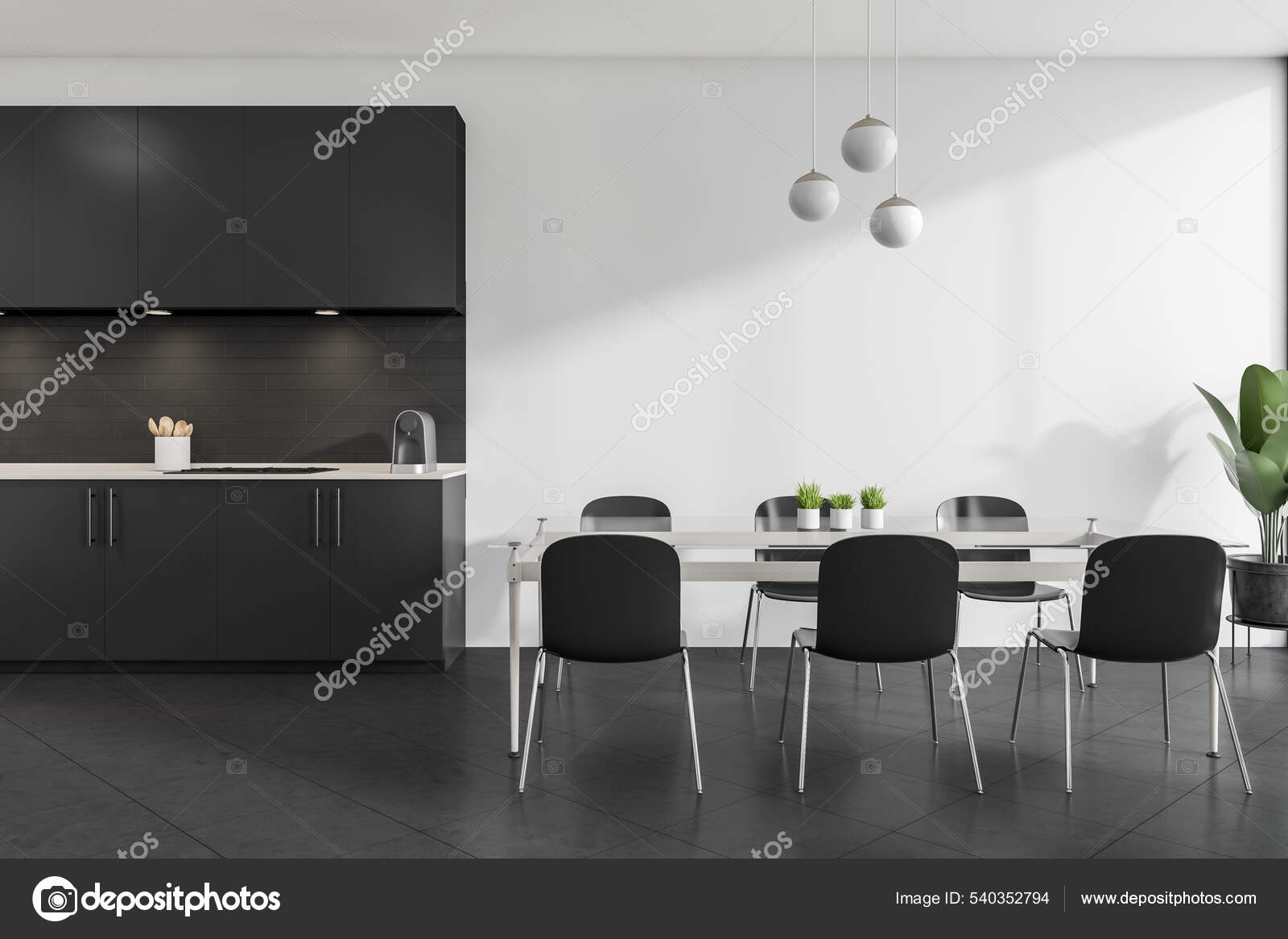 Dark Empty Room With Table