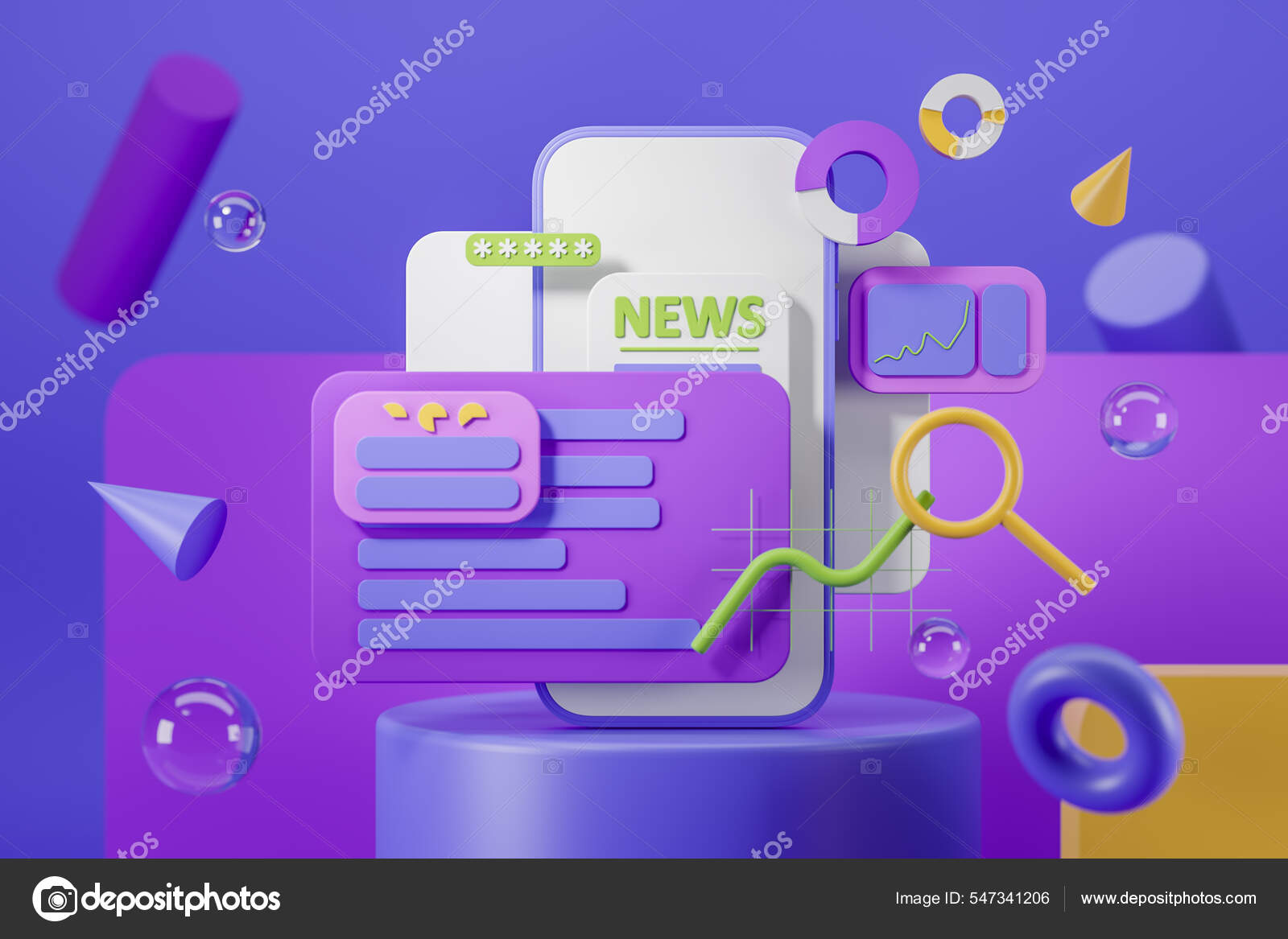 Device Podium Abstract Background News Window Widgets Pie Chart Graphs ...