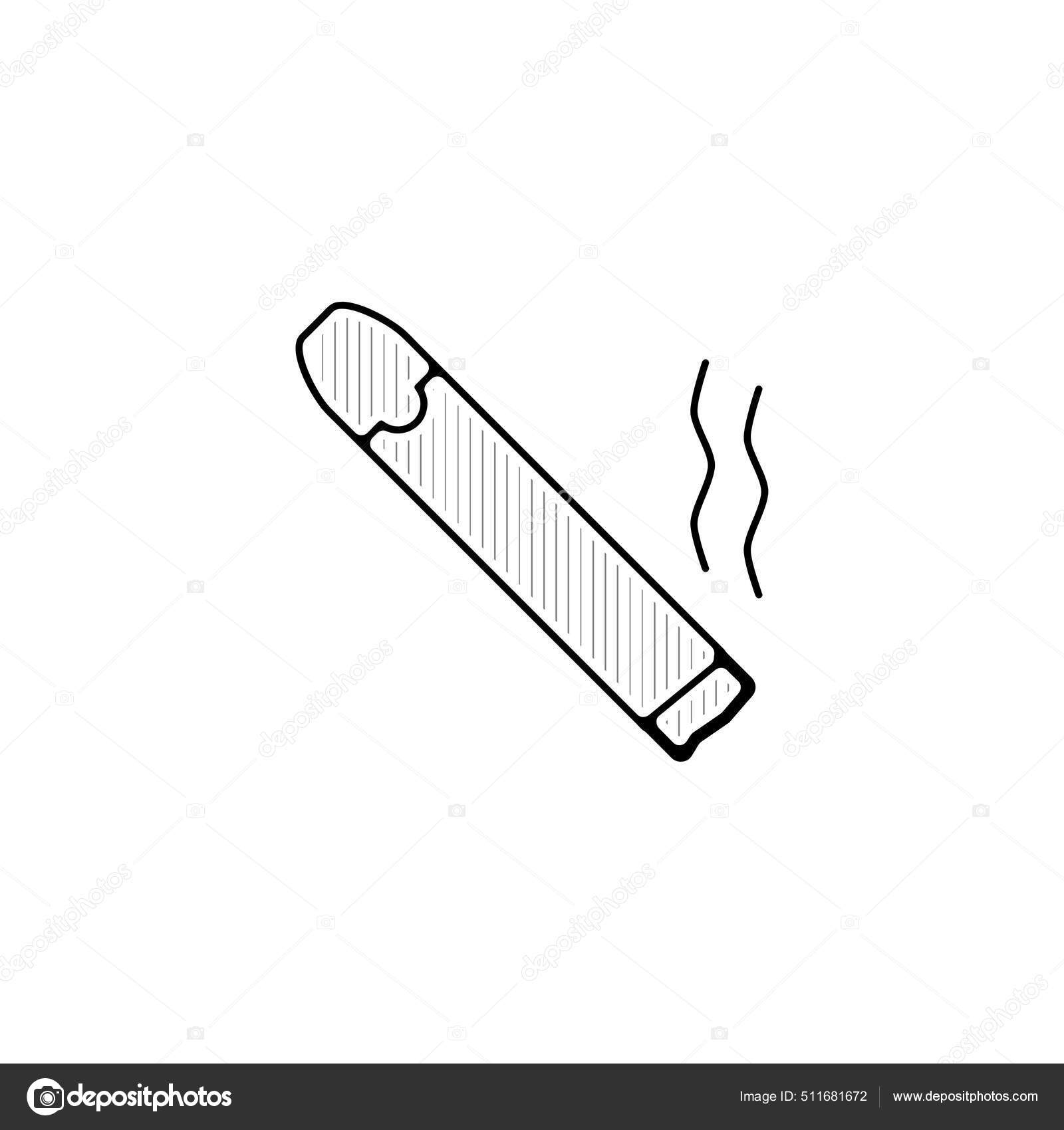 Cigara Vector Thin Line Icon Cigara Hand Drawn Thin Line Stock Vector ...