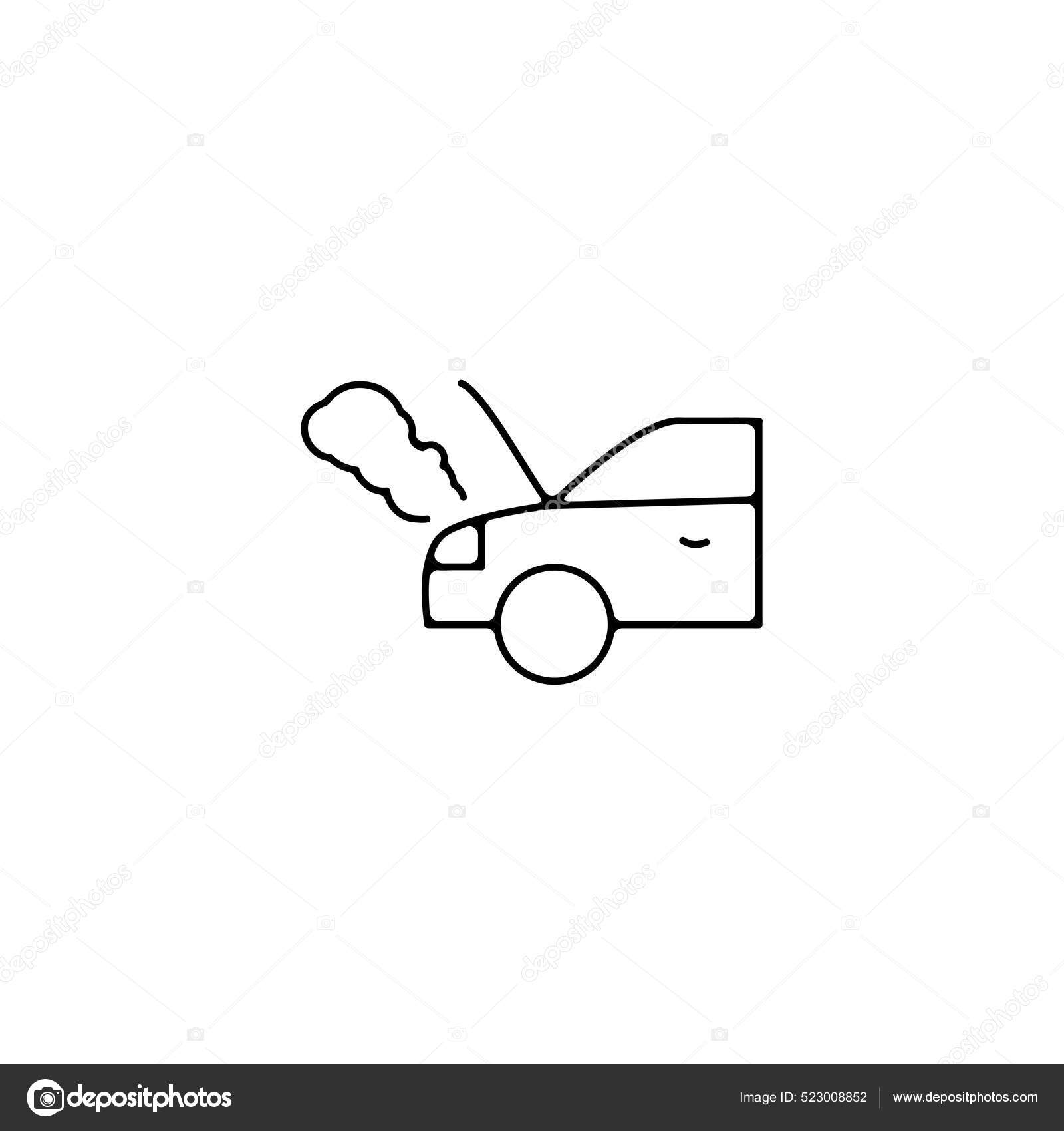 Broken Car Vector Thin Line Icon Broken Car Hand Drawn Stock Vector ...