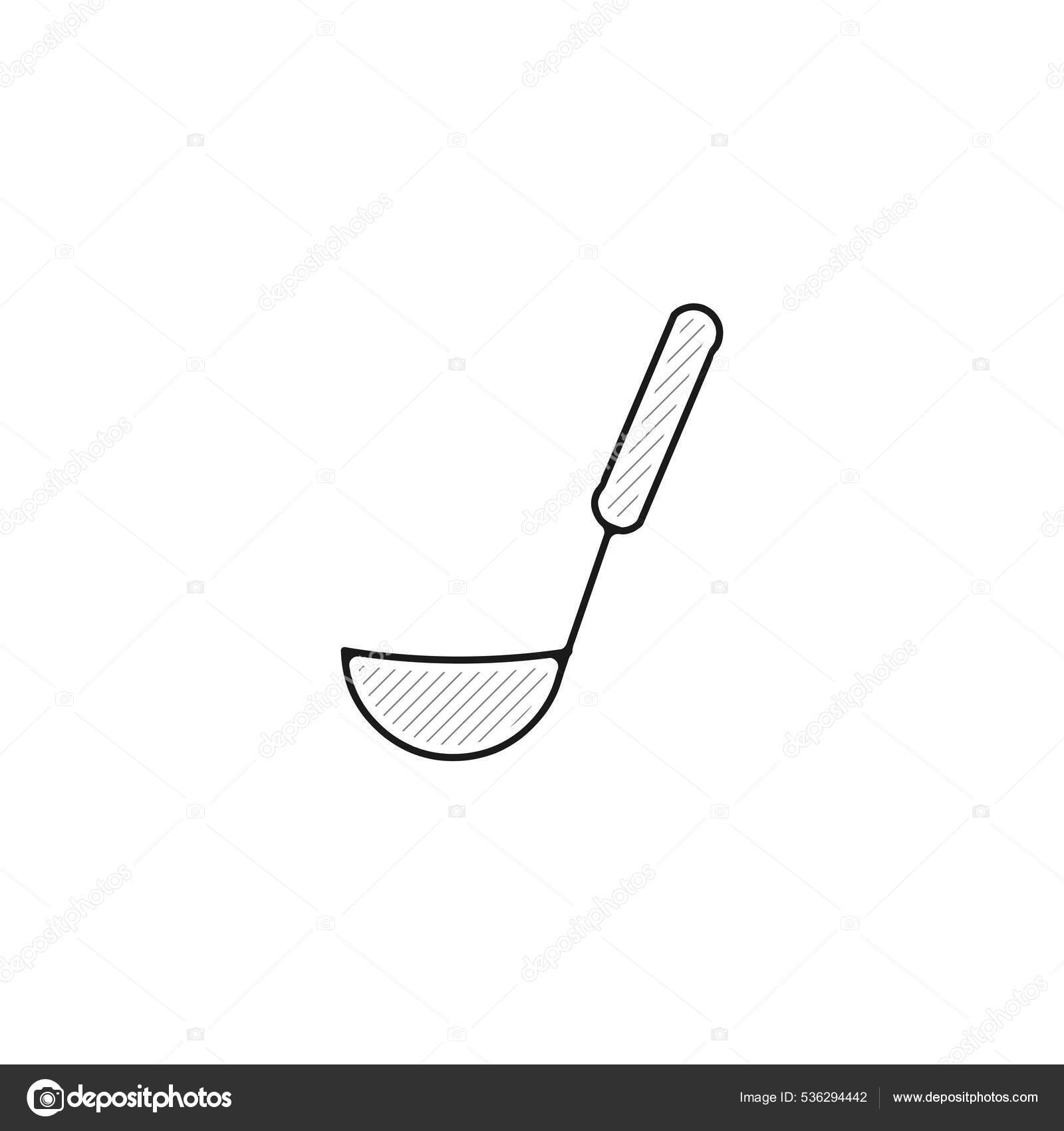 Cooking Spoon Vector Thin Line Icon Cooking Spoon Linear Outline Stock ...