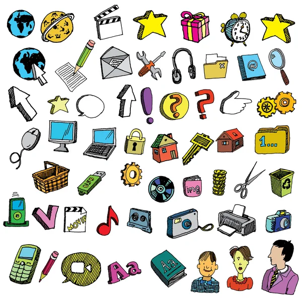 Collection of Doodled Icons Stock Vector by ©tsaplia 30845031