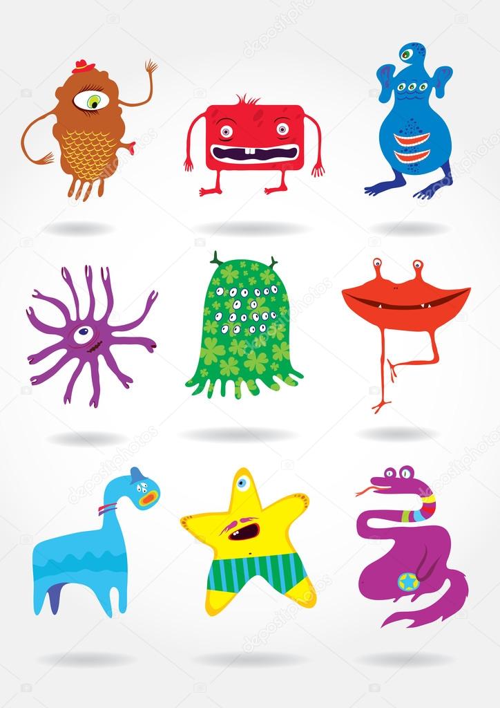 Cute Funny Monsters — Stock Vector © Tsaplia 30844909