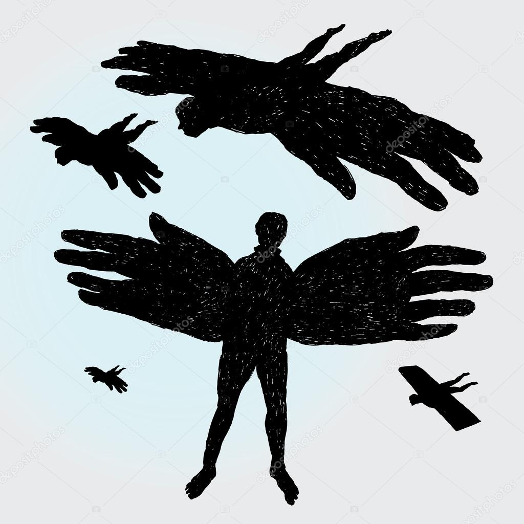 Flying Men Stock Vector by ©tsaplia 30845237