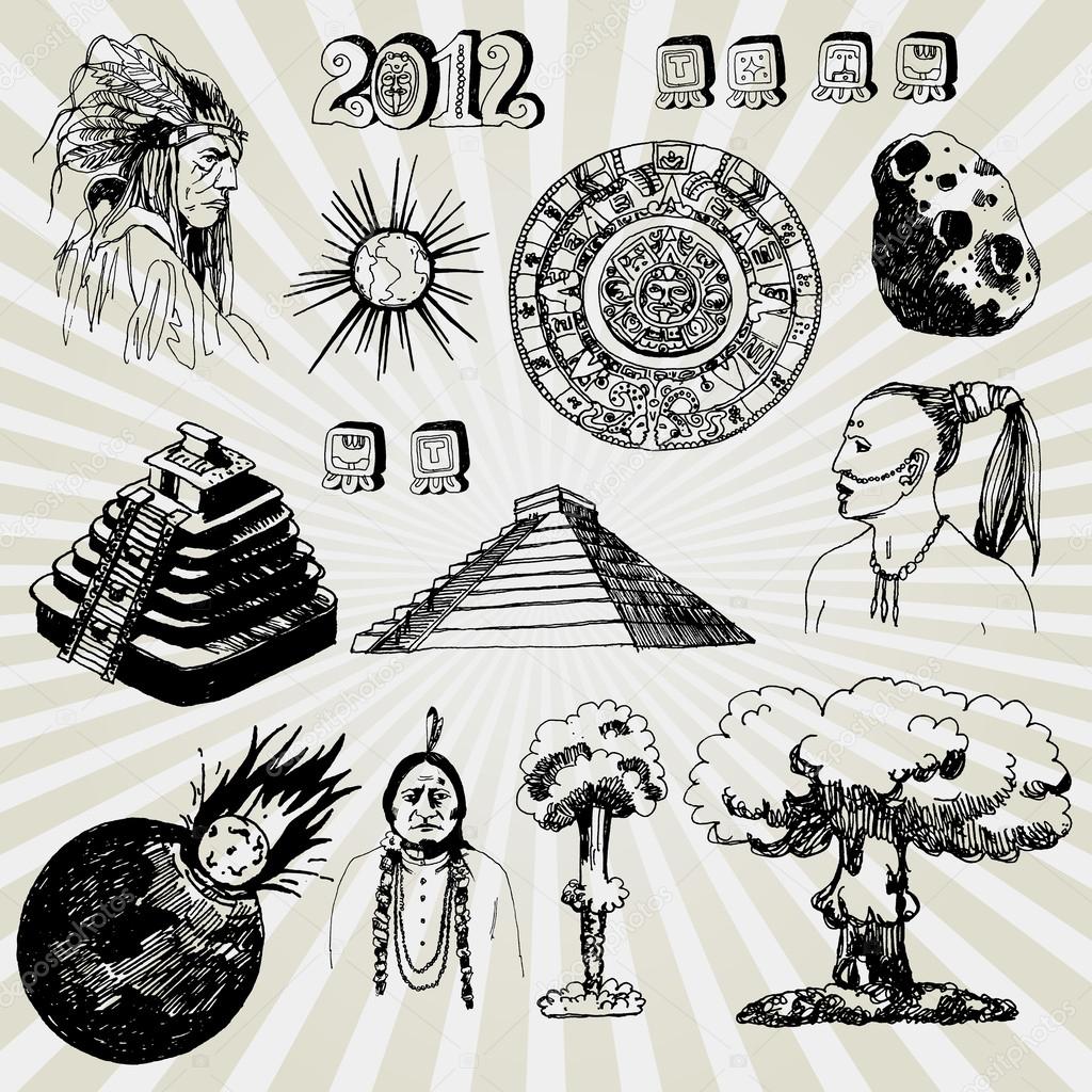 Ilustración de indios mayas 2022