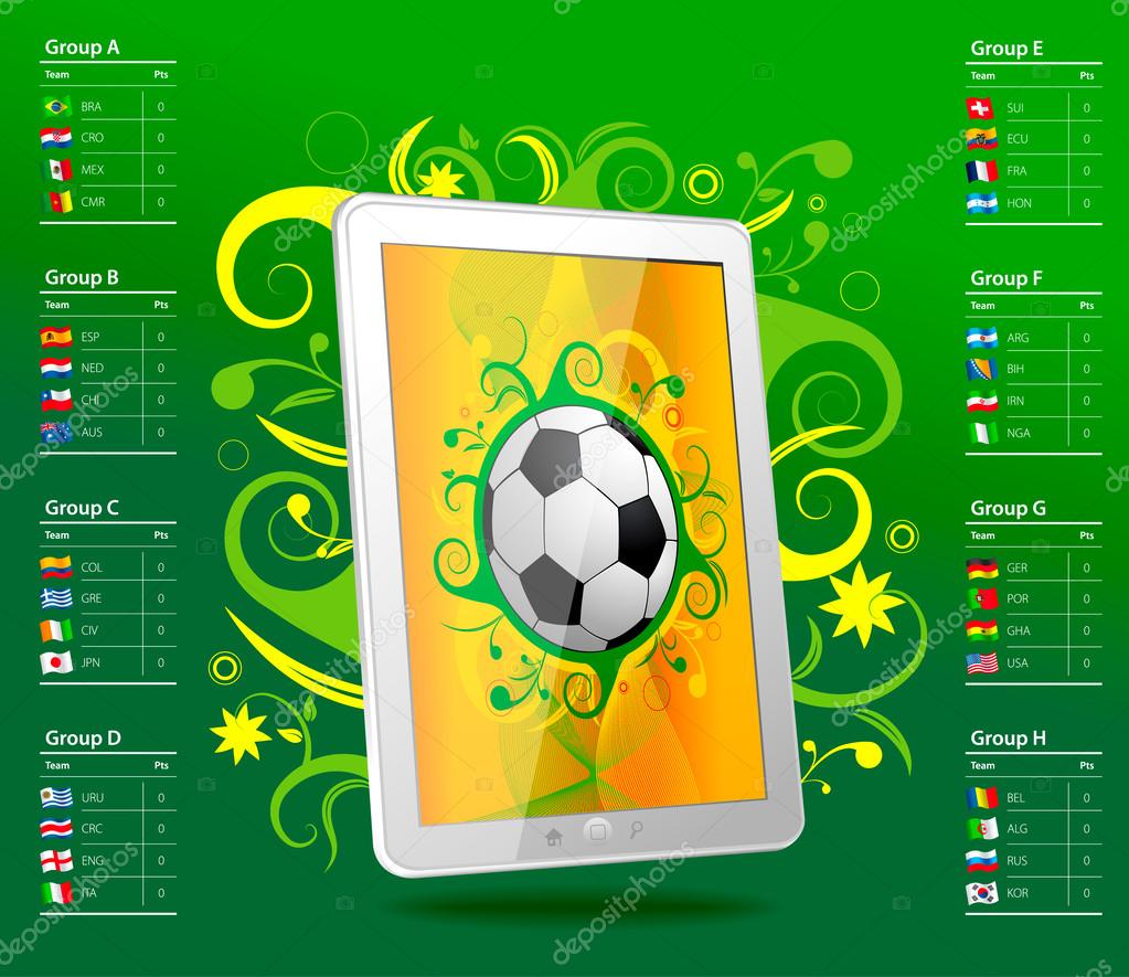 Tablet with soccer ball, Brazil, table Stock Vector Image by ©Leeestat ...