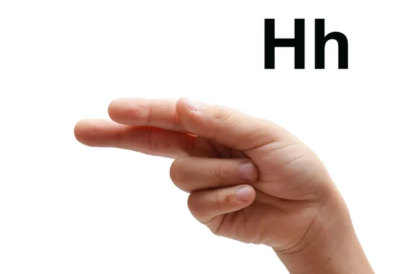 Woman hand ASL american sign language on white background — Stock Photo ...
