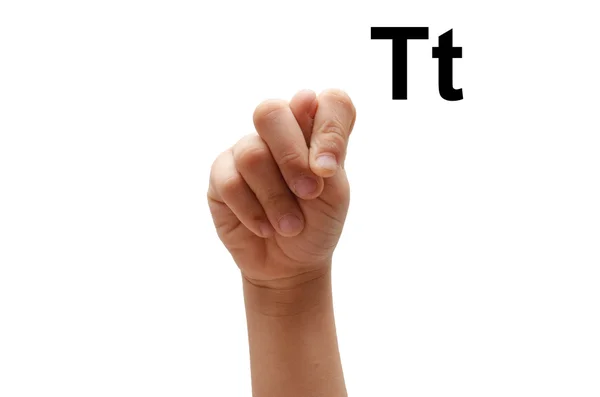 Woman hand ASL american sign language on white background — Stock Photo ...