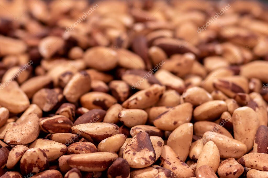 textura de nueces brasileñas peladas sin cáscara, fondo natural ...