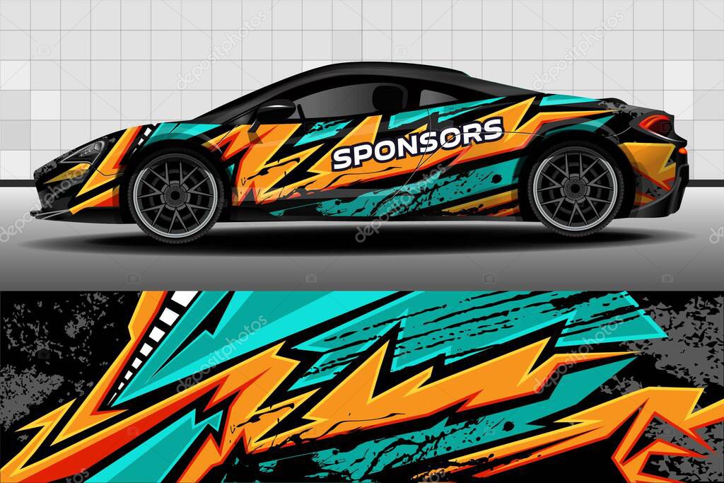Racing coche diseño de embalaje vector. Diseño de pegatinas de coches ...