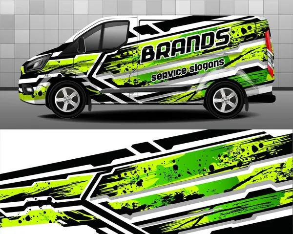 Vector Livery Van Design Car Sticker Yellow Gray Stripes Car Stock ...
