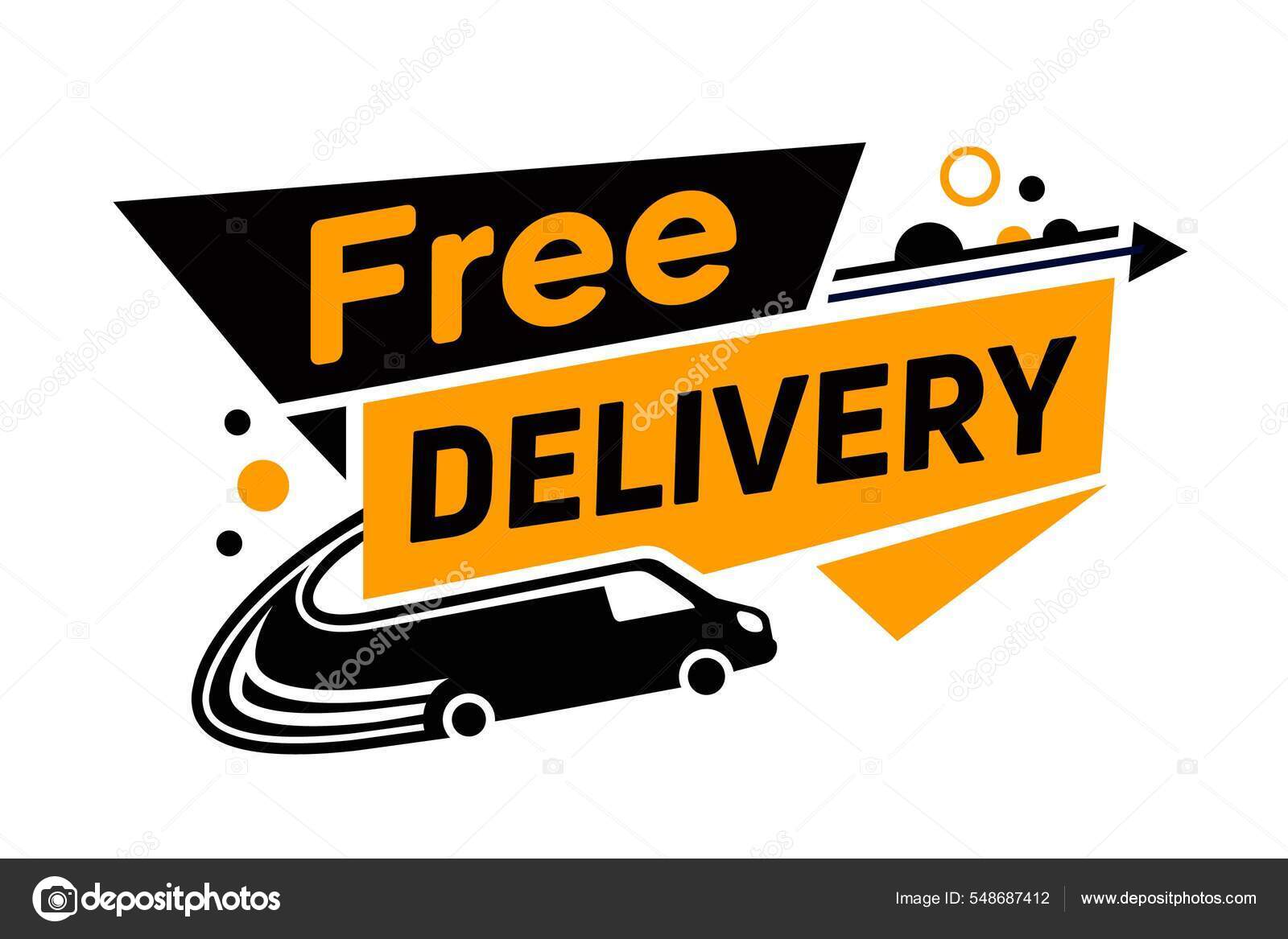 Free Delivery Banner Flat Vector Truck Icon Apps Websites Speech Stock ...