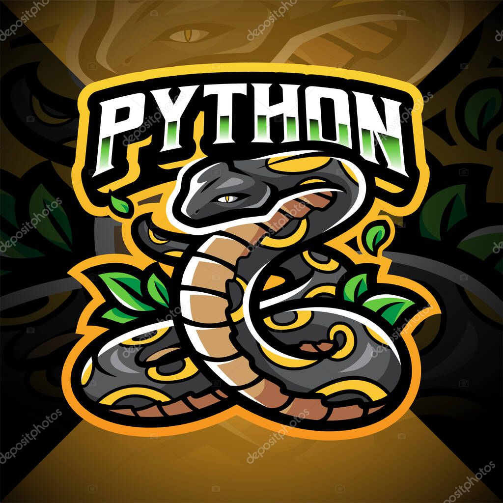 Diseño del logo de la mascota de Python esport 2023