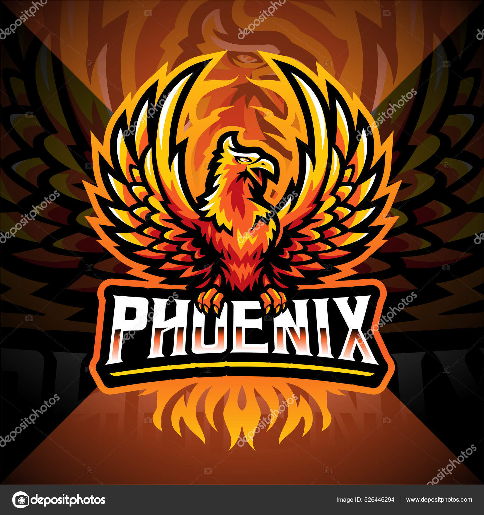Phoenix Esport Mascot Logo Design Stock Vector by ©visink 526446294