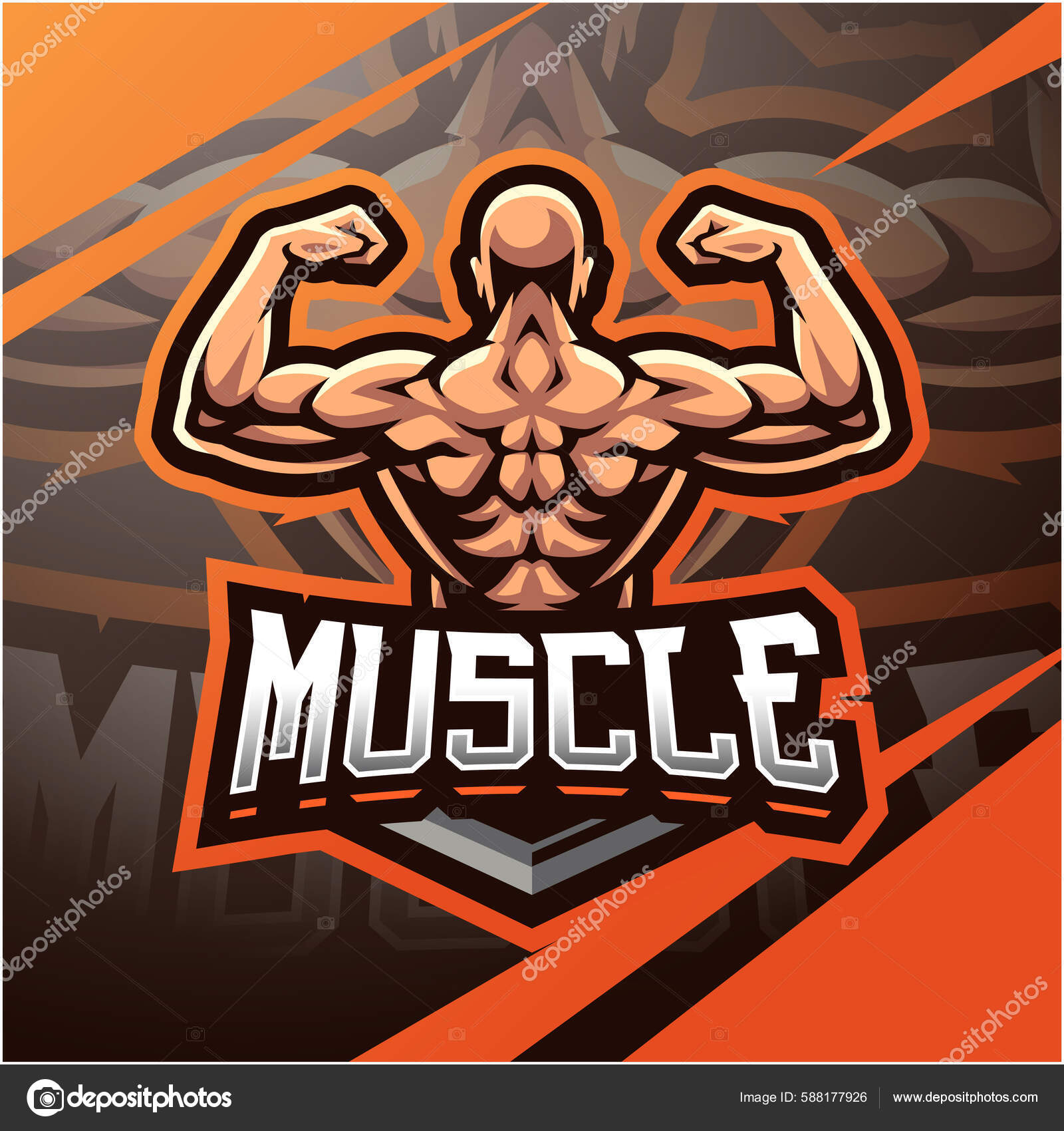 Muscular Man Mascot Logo Design Stock Vector Image by ©visink #588177926