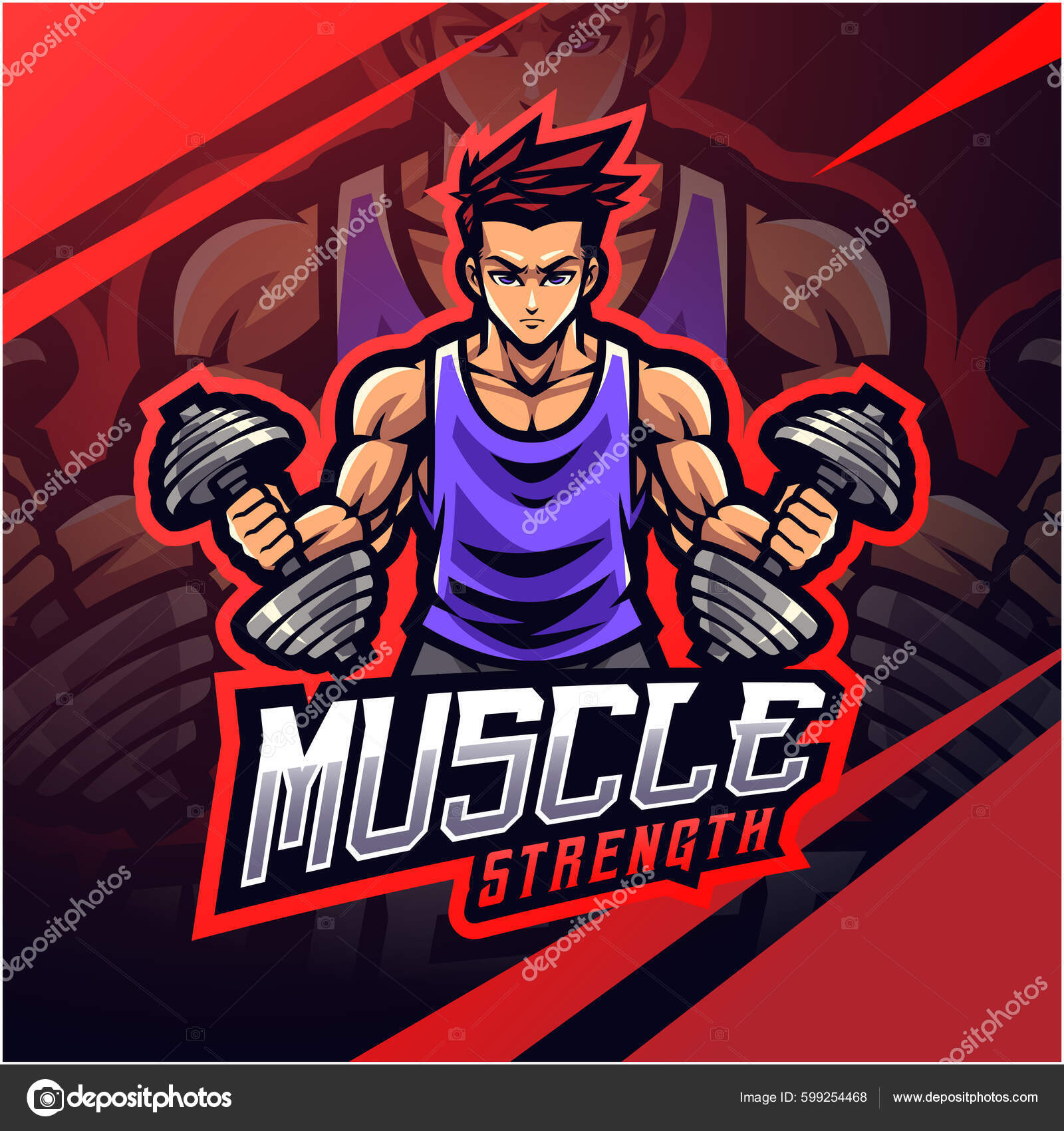 Muscle Man Mascot Logo Design Stock Vector Image by ©visink #599254468