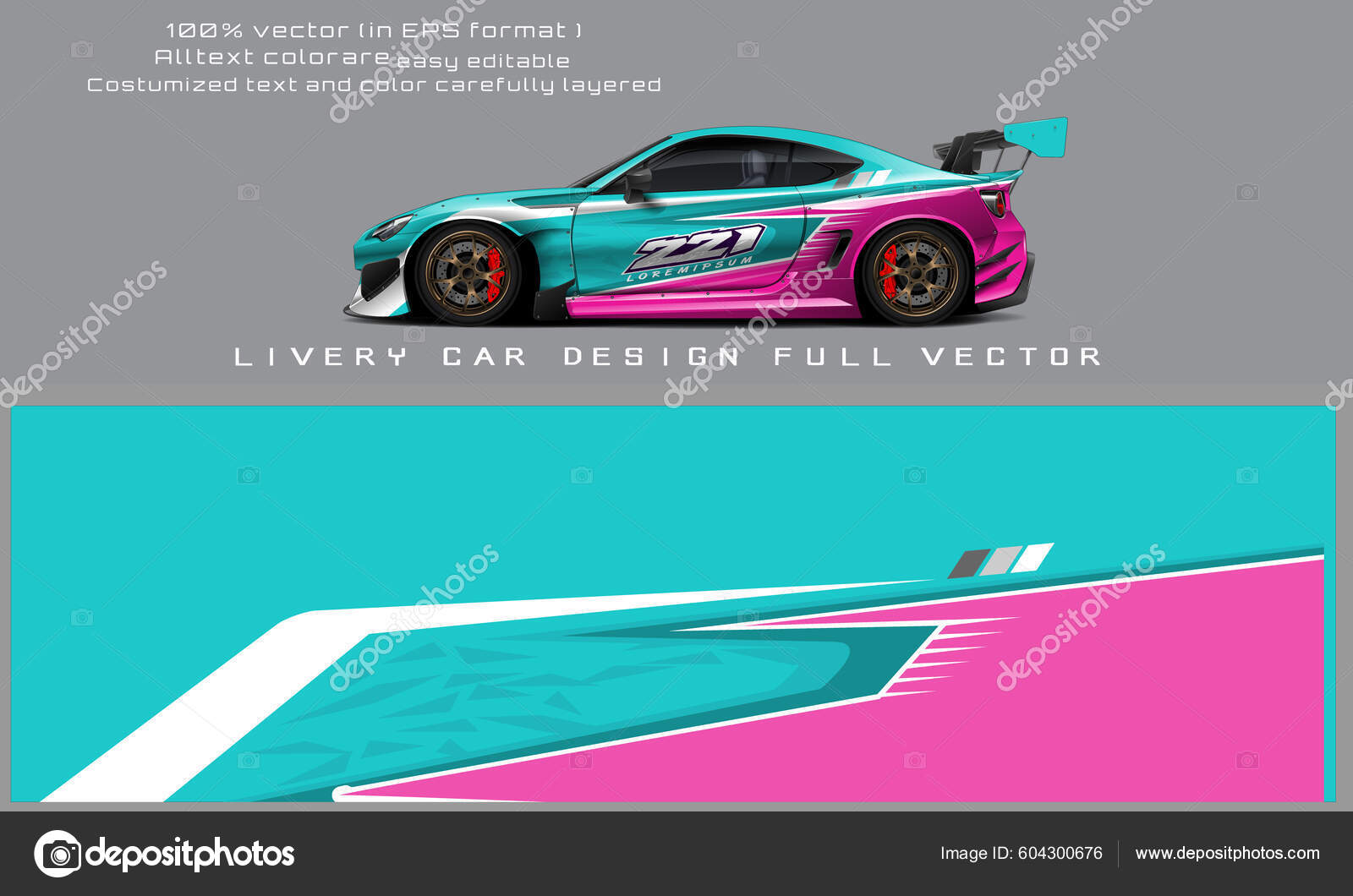 Car Decal Design Vector Graphic Abstract Stripe Racing Background Kit ...