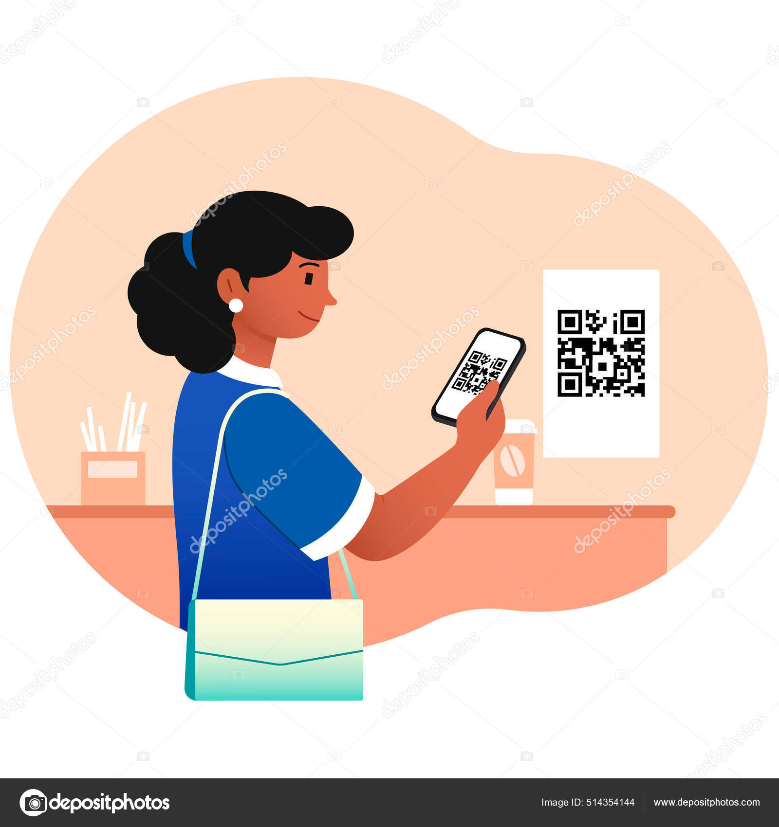 Girl scans qr code in store Stock Vector by ©mentalmind 514354144 Girl scans qr code in store Stock Vector by ©mentalmind 514354144