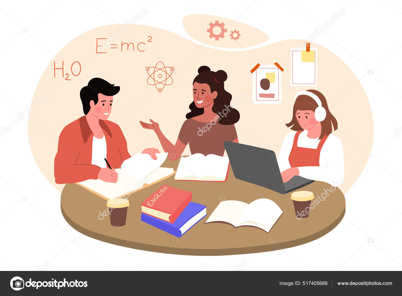 Group of students studying Stock Vector Image by ©mentalmind #517405666