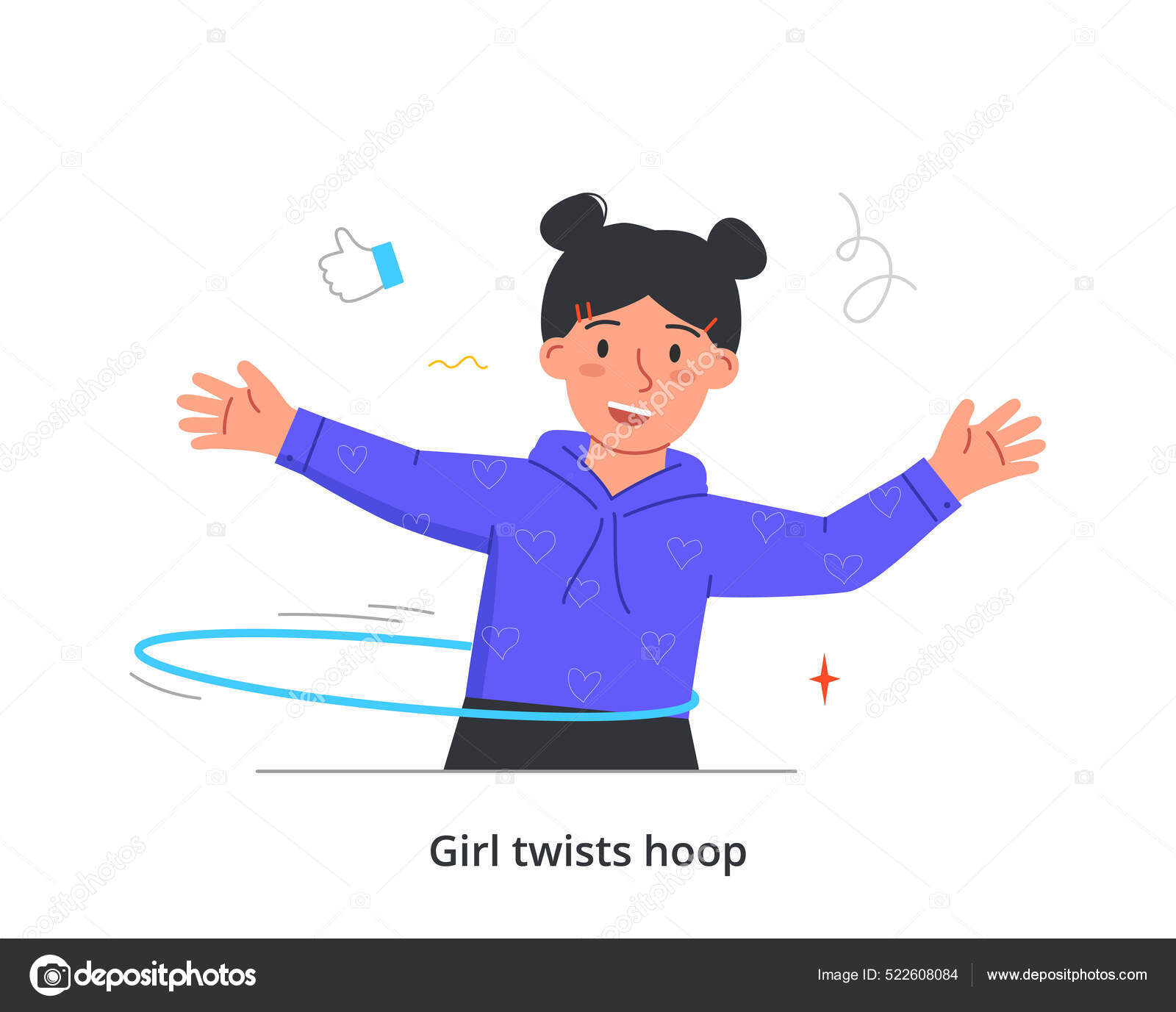 Girl twists hoop concept Stock Vector by ©mentalmind 522608084